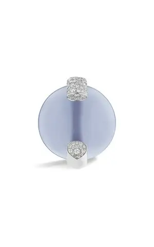 TABAYER 18k White Gold Signet Stone Earring - Blue