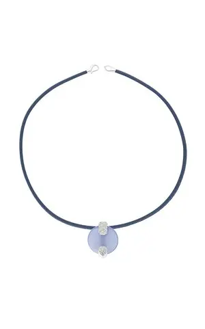 TABAYER 18k White Gold Signet Cord Choker - Blue