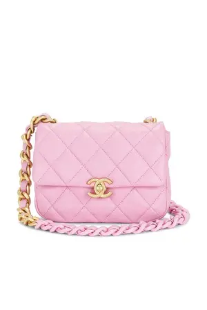 Chanel Lambskin Mini Lacquered Chain Flap Bag - Pink