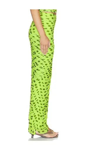 AFRM Josie Ruched Mesh Maxi Skirt - Green