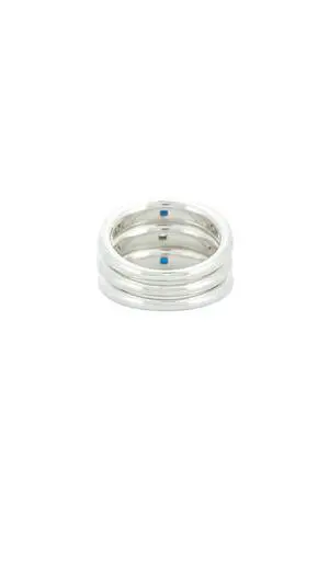 MEGA Gypsy Blue Stacked Ring In Sterling Vermeil - Metallic Silver