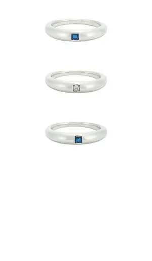MEGA Gypsy Blue Stacked Ring In Sterling Vermeil - Metallic Silver