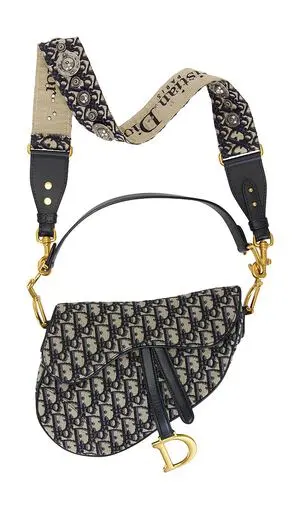 FWRD RENEW Dior Trotter Oblique Saddle Bag - Blue