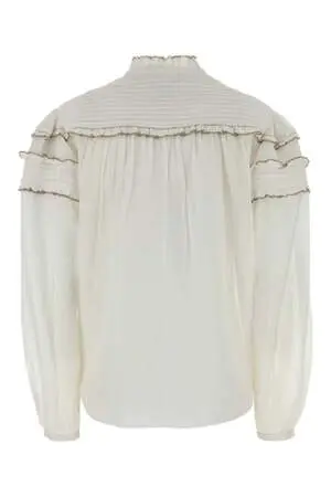 Isabel Marant Étoile Cotton Blend Pleated Blouse - White