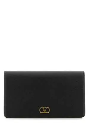 Valentino Garavani Leather Vlogo Signature Clutch - Black
