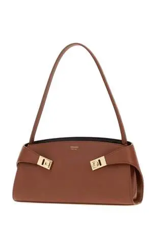 FERRAGAMO Salvatore Caramel Leather Hug Shoulder Bag - Brown