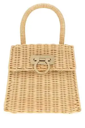 FERRAGAMO Salvatore Raffia Handbag - Brown