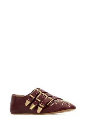 Chloé Burgundy Leather Ballerinas - Red
