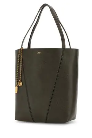 Chloé Calf Leather Spin Shopping Bag - Brown