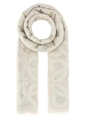 Loewe Ivory Cotton Blend Scarf - White