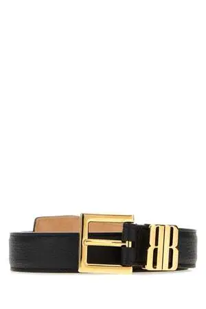 Balenciaga Leather Bb Editor Belt - Black