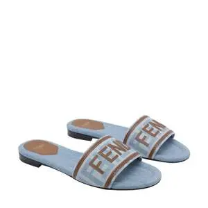 Fendi Sunshine Denim Effect Ff Sandals