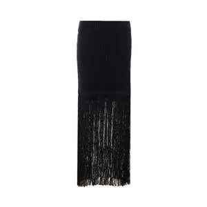 Alaïa ALAIA Knitted Fringed Tube Skirt Black