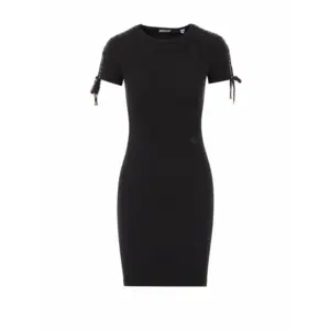 Burberry Short Sleeve Crew Neck Dress With Bow Detail - Black