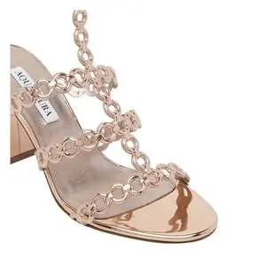 AQUAZZURA Chain Link Embellished Block Heel Sandals