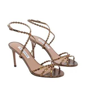 AQUAZZURA Love Struck Crystal Embellished Stiletto Sandals - Gold