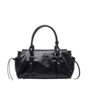 Miu Miu Calf Leather Shiny Finish Shoulder Bag - Black