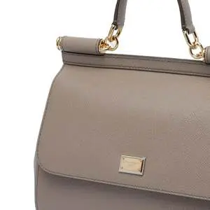 Dolce & Gabbana Calf Leather Top Handle Handbag - Gray