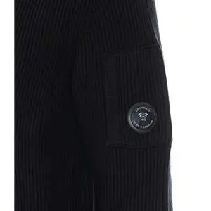 C.P. COMPANY Full Rib Cotton Lens Crew Neck Sweater - Black