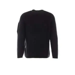 C.P. COMPANY Full Rib Cotton Lens Crew Neck Sweater - Black