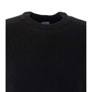 C.P. COMPANY Full Rib Cotton Lens Crew Neck Sweater - Black