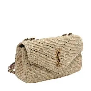 Saint Laurent Small Loulou Raffia Shoulder Bag - Cream