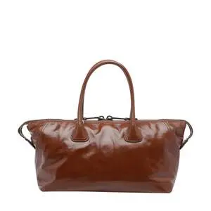 Miu Miu Shiny Finish Calf Leather Shoulder Bag - Brown