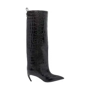 Attico Lea Pump Boots Crocodile Effect Leather - Brown
