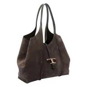 TOD'S Medium T-timeless Suede Shopping Bag - Brown
