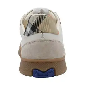 Burberry Terrace Check Leather And Suede Sneakers - Cream