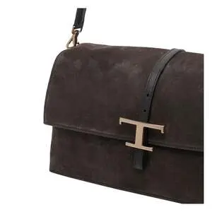 TOD'S Small T Timeless Flap Suede Shoulder Bag