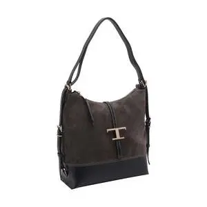 TOD'S Small Suede Timeless Backpack And Shoulder Bag - Brown