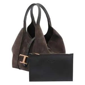 TOD'S Suede T Timeless Shopping Bag - Brown