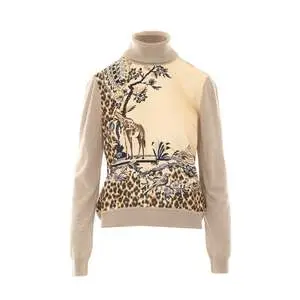 Etro Multicolor Print Turtleneck Sweater - Cream