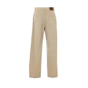 Brunello Cucinelli Beige Velvet Wide Leg Trousers - Cream