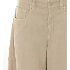 Brunello Cucinelli Beige Velvet Wide Leg Trousers - Cream
