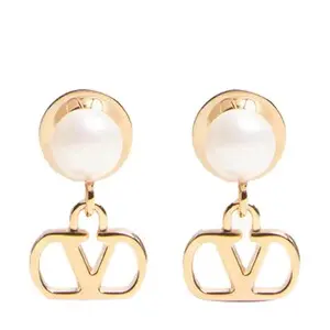 Valentino Garavani Vlogo Signature Pearl Drop Earrings - Gold