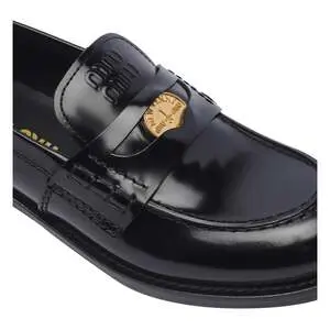 Miu Miu Calf Leather Logo Loafers