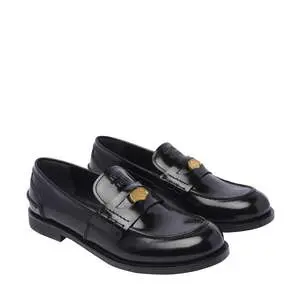 Miu Miu Calf Leather Logo Loafers