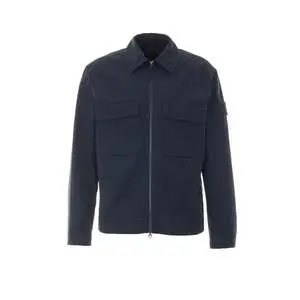Stone Island Logo Zipped Overshirt - Blue