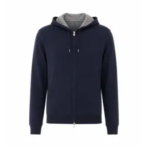 Brunello Cucinelli Double Fabric Zip-up Hoodie - Blue