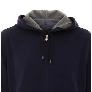 Brunello Cucinelli Double Fabric Zip-up Hoodie - Blue
