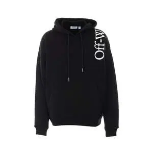 Off-White Hooded Long-sleeve Graphic Print Hoodie - Black