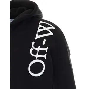 Off-White Hooded Long-sleeve Graphic Print Hoodie - Black