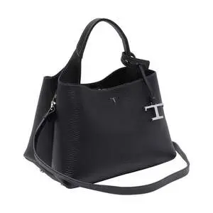 TOD'S Micro Leather Handbag With T Timeless Logo - Black