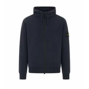Stone Island Logo Zip Hoodie - Blue