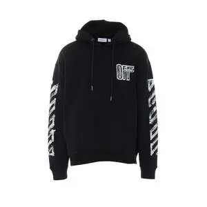 Off-White Graphic Print Hooded Sweatshirt - Black