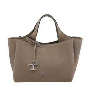 TOD'S Suede Mini Handbag With T Timeless Charm - Cream