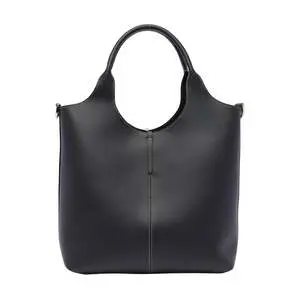 TOD'S Calf Leather Tote Bag With Decorative Stitching - Black