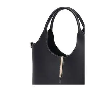 TOD'S Calf Leather Tote Bag With Decorative Stitching - Black